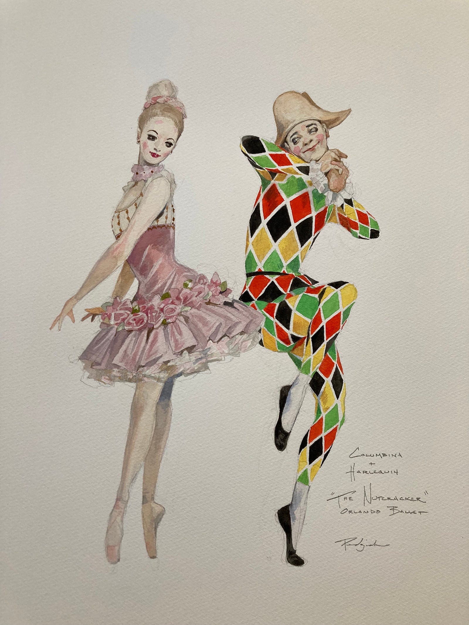 THE NUTCRACKER - Columbina & Harlequin Costume Sketch by Robert Perdzi ...
