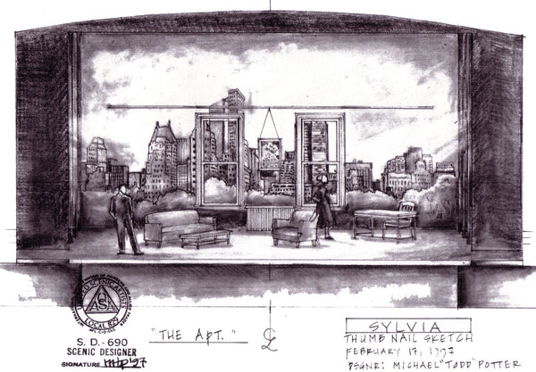 SYLVIA - Original Pencil Sketch "Apartment" by Todd Potter - Broadway ...