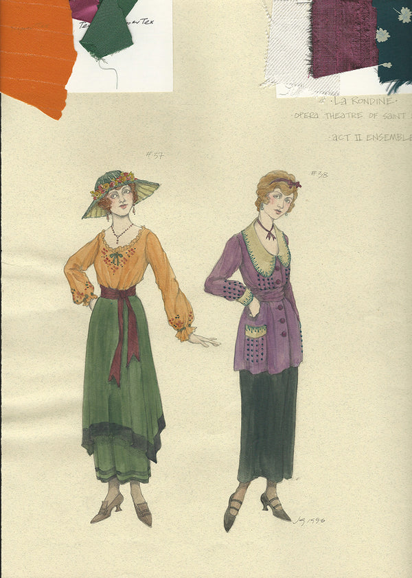 LA RONDINE - Female Ensemble No 37, 38 Costume Sketch by Jess Goldstei ...
